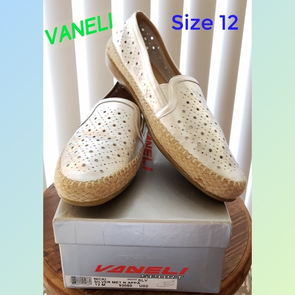 Vaneli | Shoes | New Vaneli Espadrille Flats Leather Silver | Poshmark